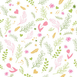 Cute seamless floral pattern with spring flowers Vector Image