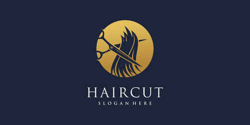 Haircut logo design with creative unique Vector Image
