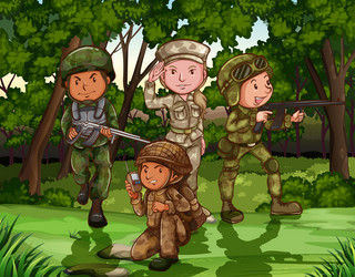 Soldiers fighting at the battle field Royalty Free Vector