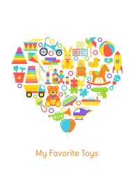 Baby toys card in flat design Royalty Free Vector Image