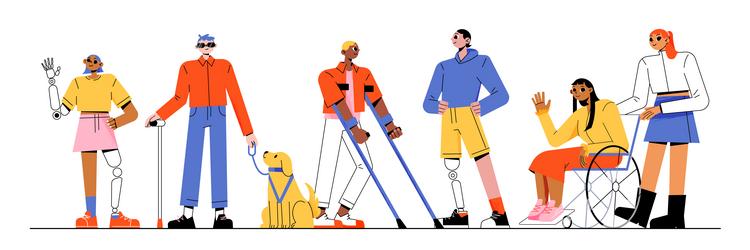 People with diverse physical disabilities Vector Image