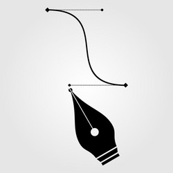 Pen tool cursor and curve control points icon Vector Image