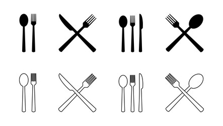 Spoon and fork icon set fork and knife icon Vector Image