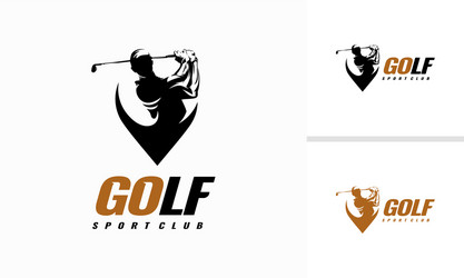 Golf shield logo designs sport silhouette Vector Image