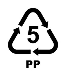 Pp 5 plastic recycling symbol polypropylene sign Vector Image