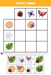 Education game for children logic table cartoon Vector Image