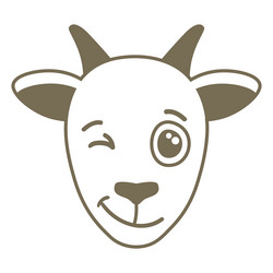 Goat happy head muzzle flat Royalty Free Vector Image