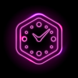 Light glowing clock icon neon time symbol Vector Image
