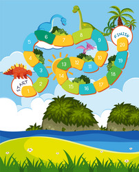 A dinosaur board game template Royalty Free Vector Image