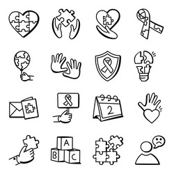 Doodle icons depicting school kids Royalty Free Vector Image
