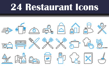 Restaurant emoji icon set Royalty Free Vector Image