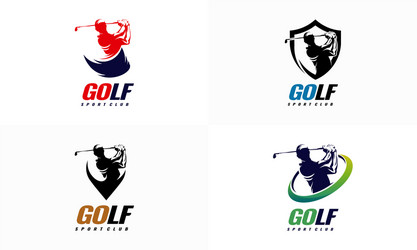 Fast golf logo designs sport silhouette Royalty Free Vector