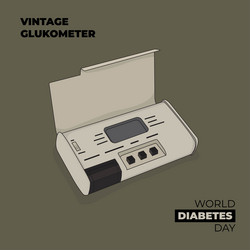 Glucometer in cartoon design with green Royalty Free Vector