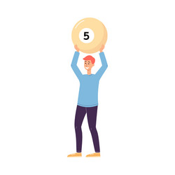 Man receiving money prize in lottery flat cartoon Vector Image