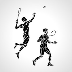 Abstract mens doubles badminton players ector Vector Image