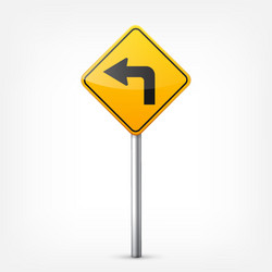 Yellow traffic warning sign on white background Vector Image