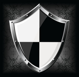 Golden shield on the blue background Royalty Free Vector