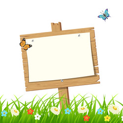 Wooden sign in forest Royalty Free Vector Image