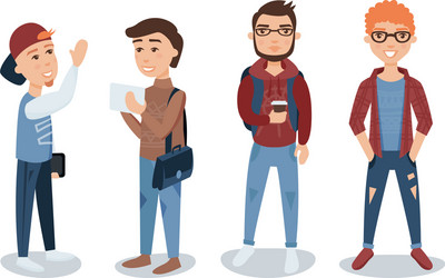 Male student character in glasses with backpack Vector Image