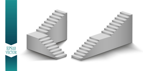 White stairs 3d staircases set isolated Royalty Free Vector