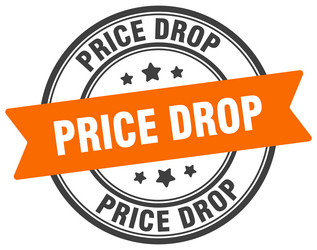 Price drop stamp label on transparent Royalty Free Vector