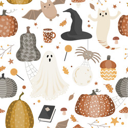 Halloween ghosts seamless pattern Royalty Free Vector Image