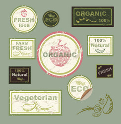 Organic food signs Royalty Free Vector Image - VectorStock