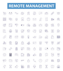 Remote management line icons signs set design Vector Image