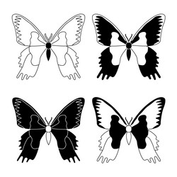Species set black and white butterfly insects Vector Image