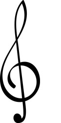 Black treble clef with wing Royalty Free Vector Image