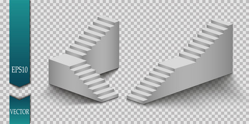 White stairs 3d staircases set isolated Royalty Free Vector