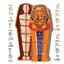 Ancient egyptian tutankhamun mummy in sarcophagus Vector Image