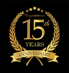15 anniversary golden badge Royalty Free Vector Image