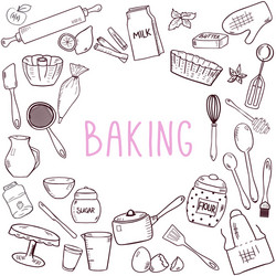 Baking doodle collection Royalty Free Vector Image