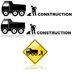 Cartoon construction worker holding stop road Vector Image