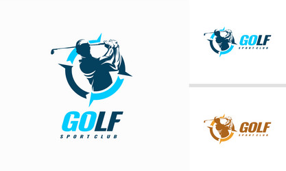 Fast golf logo designs sport silhouette Royalty Free Vector