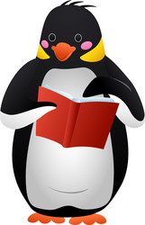 Penguin Book Reading Vector Images (over 130)