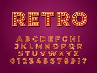 Retro bulb letters vintage electric lamp font Vector Image