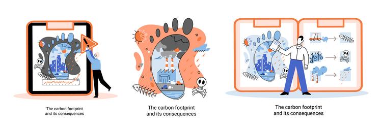 Carbon footprint and its consequences causes Vector Image
