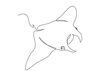 Continuous one line drawing of manta ray simple Vector Image