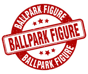Ballpark figure stamp label round Royalty Free Vector Image