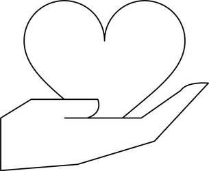 Heart on hand open symbol Royalty Free Vector Image