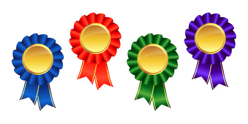 Ribbon award pennants with gold accents set Vector Image