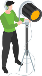 Film production crew shooting action movie Vector Image