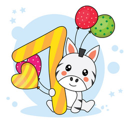 Cute giraffe with the number four Royalty Free Vector Image