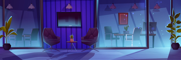 Modern company office at night Royalty Free Vector Image