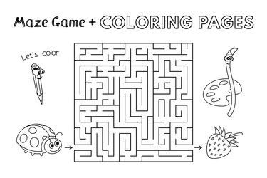 Cartoon ladybug maze game Royalty Free Vector Image