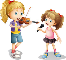 Little girl singing song Royalty Free Vector Image
