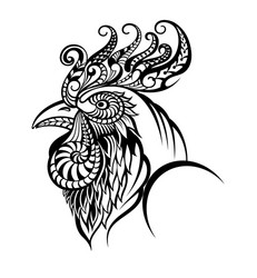 Rooster chicken mandala entangle coloring page Vector Image