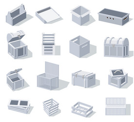 Wooden boxes containers crates and packages Vector Image